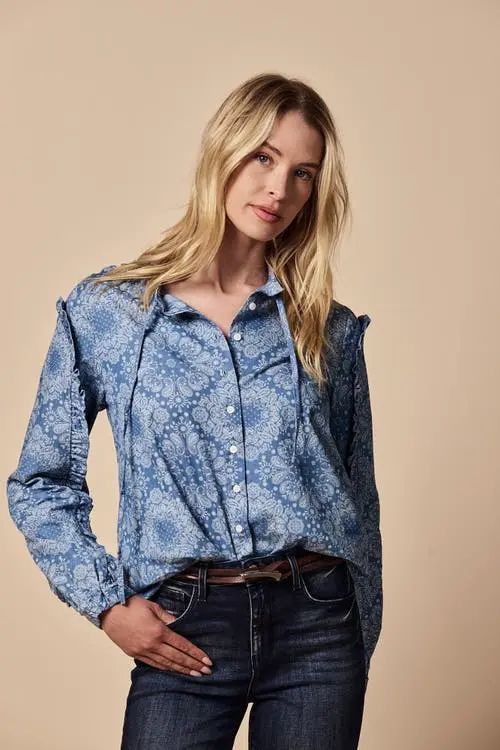 The Shirt By Rochelle Behrens The Robyn Shirt In Lace Print