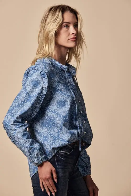 The Shirt By Rochelle Behrens The Robyn Shirt In Lace Print