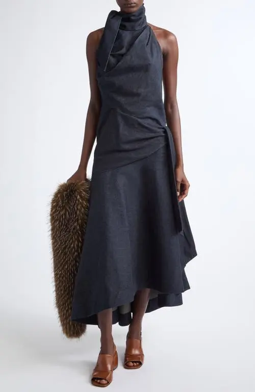 Zimmermann Valiant Draped Denim Halter Dress