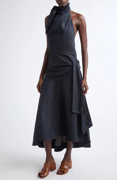 Zimmermann Valiant Draped Denim Halter Dress