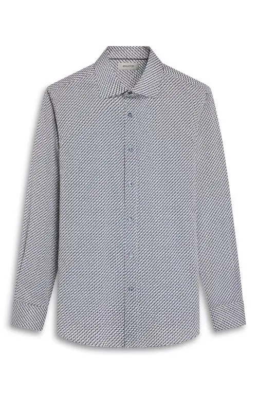 Bugatchi Axel Shaped Printed Long Sleeve Button Up Shirt - Teal