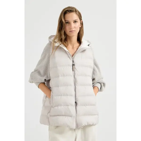 Brunello Cucinelli Water-resistant Matte Nylon Hooded Down Jacket With Virgin Wool