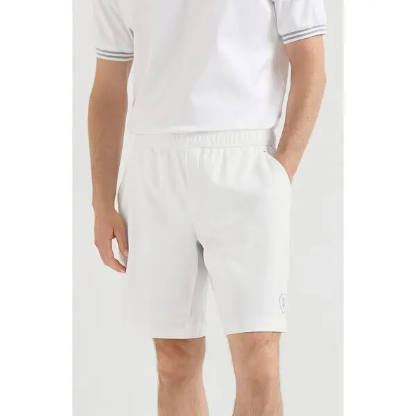Brunello Cucinelli Cotton Interlock Shorts With Logo - White