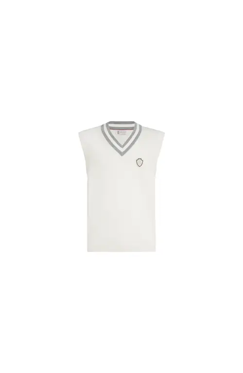 Brunello Cucinelli Cotton Knit Vest With Logo