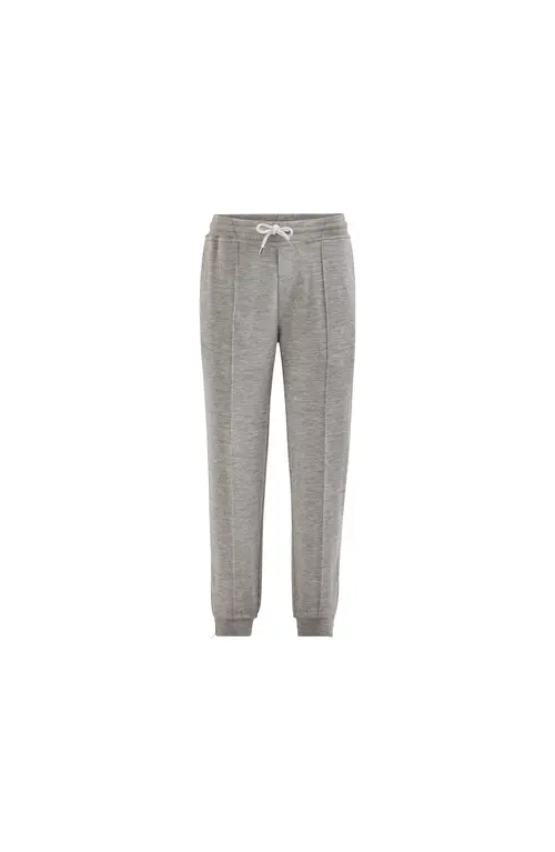 Brunello Cucinelli Cashmere And Silk French Terry Trousers With Crête Detail And Elasticated Zipper Cuffs - Grey