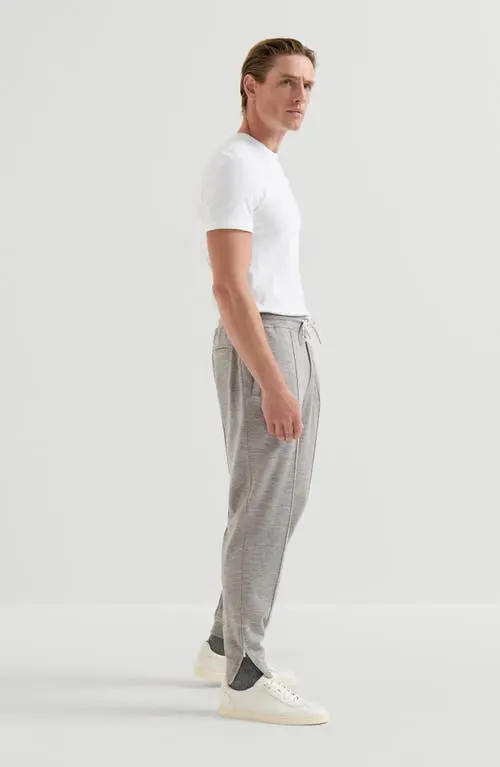 Brunello Cucinelli Cashmere And Silk French Terry Trousers With Crête Detail And Elasticated Zipper Cuffs - Grey