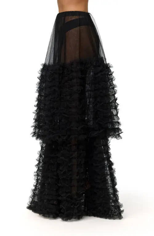 Naked Wardrobe Tiered Ruffle Tulle Maxi Skirt