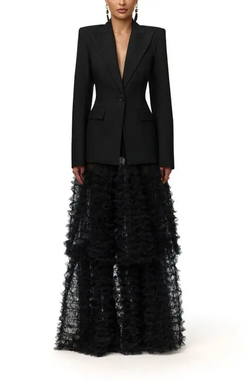 Naked Wardrobe Tiered Ruffle Tulle Maxi Skirt