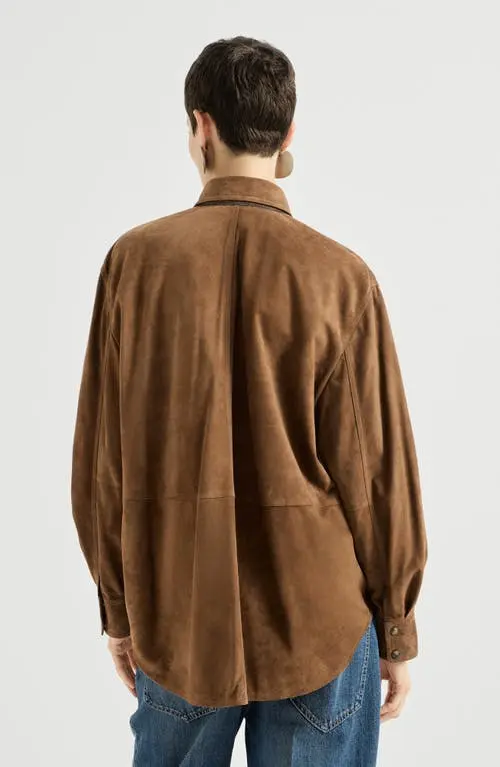 Brunello Cucinelli Suede Shirt With Monili