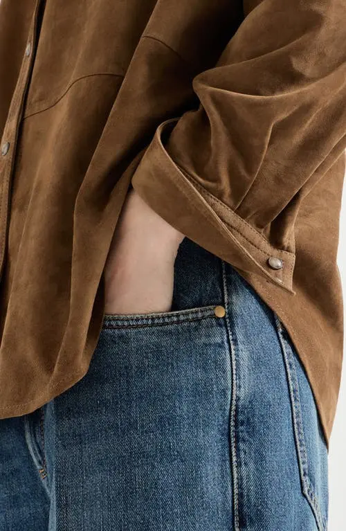 Brunello Cucinelli Suede Shirt With Monili