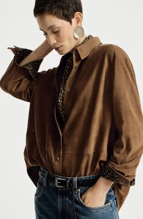 Brunello Cucinelli Suede Shirt With Monili