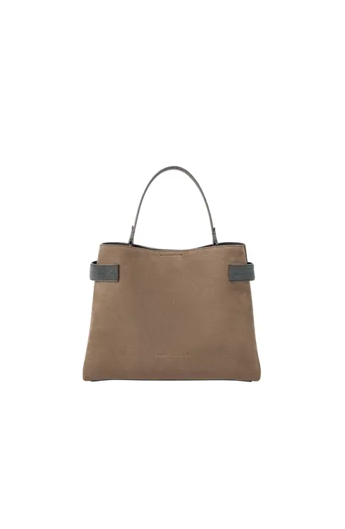 Brunello Cucinelli Essence Top-handle Bag In Suede With Precious Bands