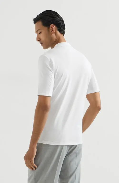 Brunello Cucinelli Techno Piqué Mock Neck T-shirt With Logo