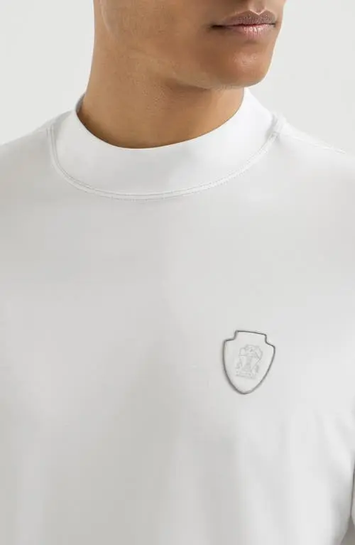 Brunello Cucinelli Techno Piqué Mock Neck T-shirt With Logo