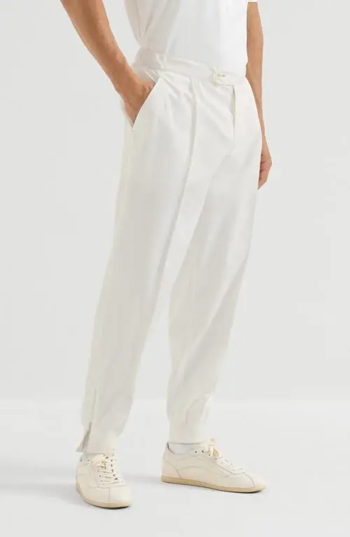 Brunello Cucinelli Nylon Trousers With Tabbed Waistband - White