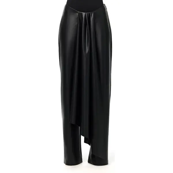 Naked Wardrobe Drape Faux Leather Wide Leg Pants