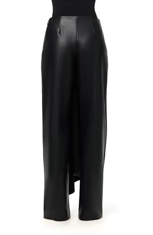 Naked Wardrobe Drape Faux Leather Wide Leg Pants