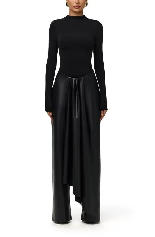 Naked Wardrobe Drape Faux Leather Wide Leg Pants