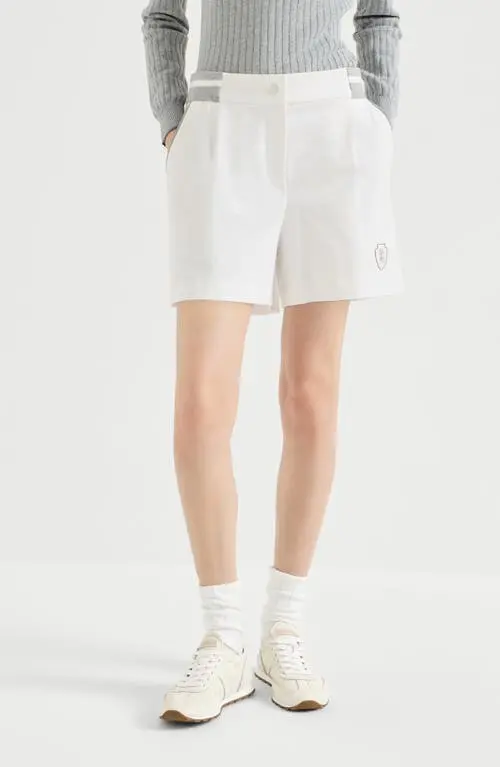 Brunello Cucinelli Stretch Cotton Lightweight French Terry Active Shorts With Logo