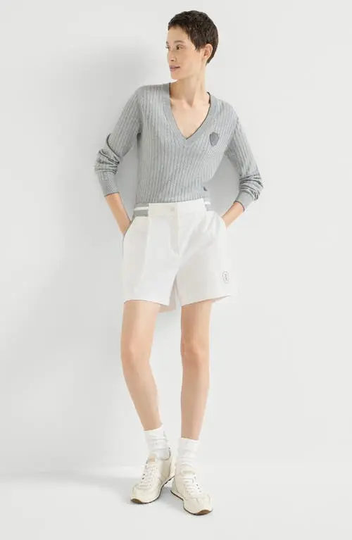 Brunello Cucinelli Stretch Cotton Lightweight French Terry Active Shorts With Logo