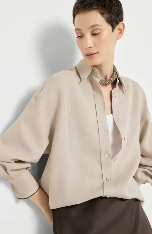 Brunello Cucinelli Linen Shirt With Monili