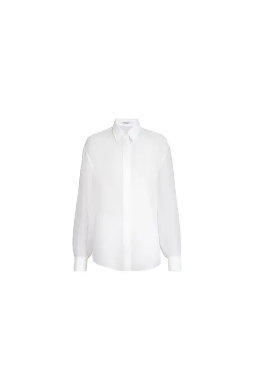 Brunello Cucinelli Crispy Silk Shirt With Monili