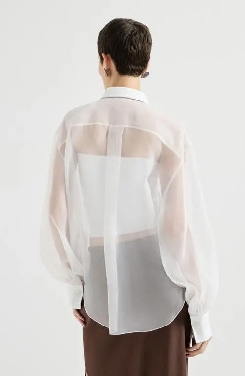 Brunello Cucinelli Crispy Silk Shirt With Monili