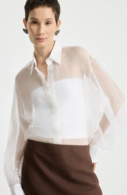 Brunello Cucinelli Crispy Silk Shirt With Monili