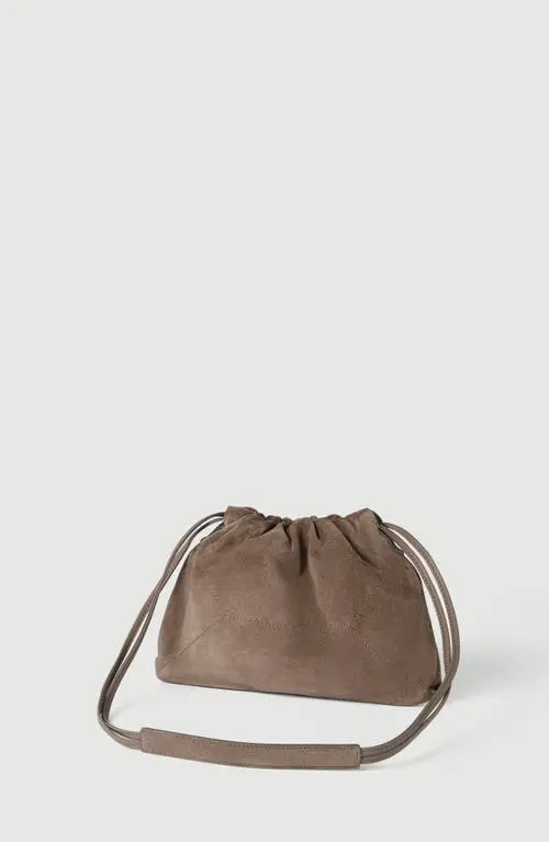 Brunello Cucinelli Pouch Bag In Suede With Monili - Brown