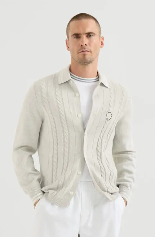 Brunello Cucinelli Cotton Cable Knit Shirt With Logo