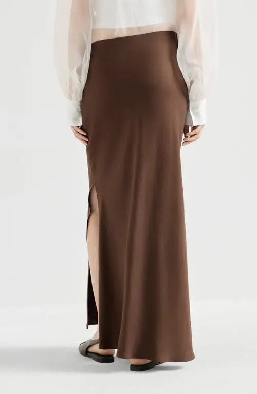 Brunello Cucinelli Viscose And Linen Twill Fluid Bias-cut Skirt