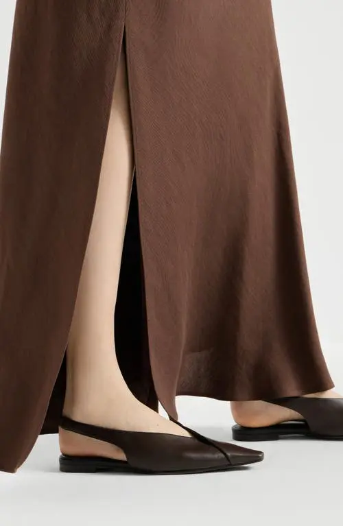 Brunello Cucinelli Viscose And Linen Twill Fluid Bias-cut Skirt
