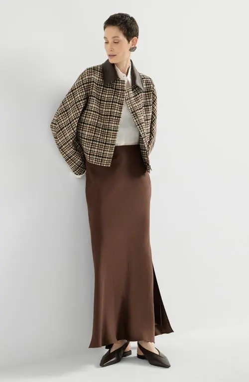 Brunello Cucinelli Viscose And Linen Twill Fluid Bias-cut Skirt