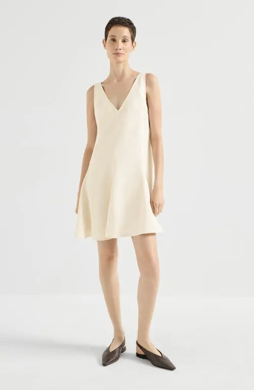 Brunello Cucinelli Viscose And Linen Fluid Twill Mini Dress - Ivory