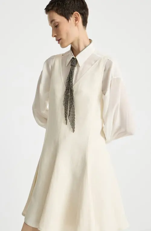 Brunello Cucinelli Viscose And Linen Fluid Twill Mini Dress
