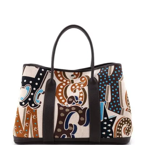 Hermès Electrique Garden Party Tote Printed Toile And Leather 36 - Brown