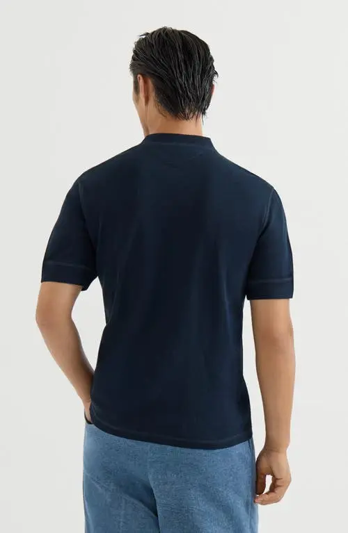 Brunello Cucinelli Cotton Waffle Jersey T-shirt With Henley Collar