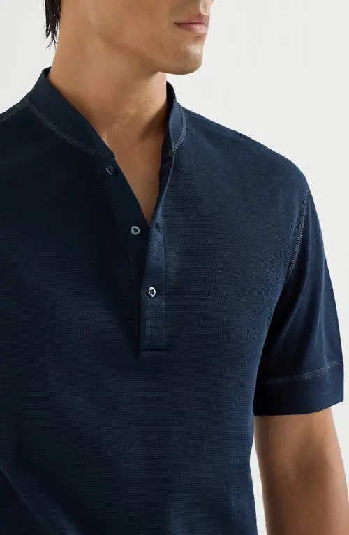 Brunello Cucinelli Cotton Waffle Jersey T-shirt With Henley Collar