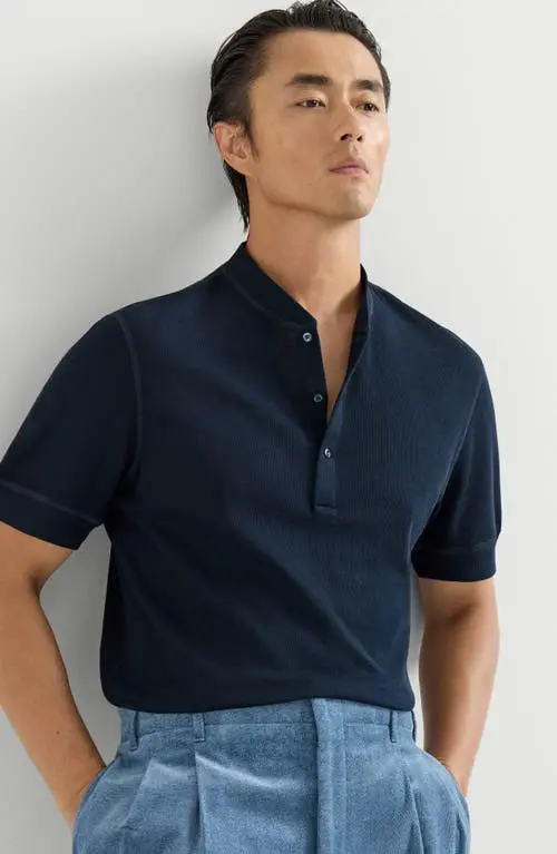 Brunello Cucinelli Cotton Waffle Jersey T-shirt With Henley Collar