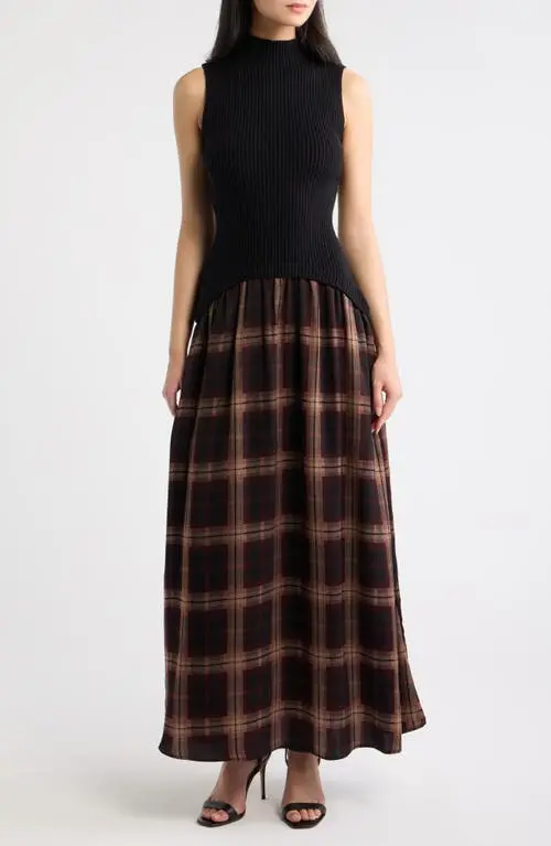 Line & Dot Kristopher Mixed Media Maxi Dress