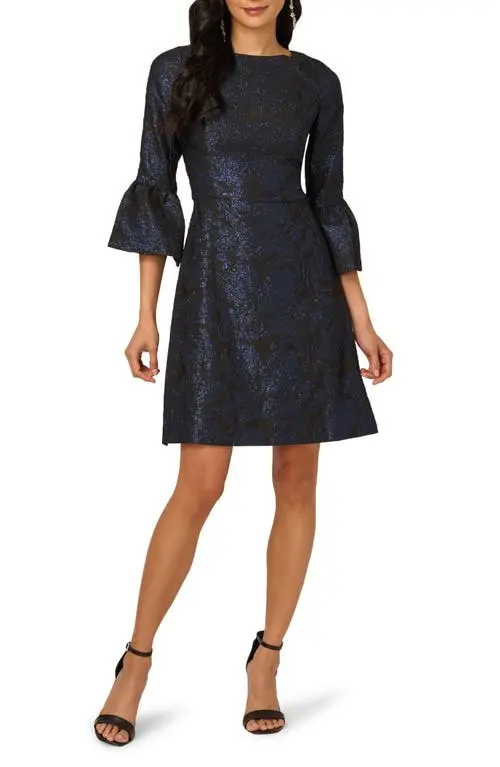 Adrianna Papell Ruffle Metallic Jacquard Cocktail Dress