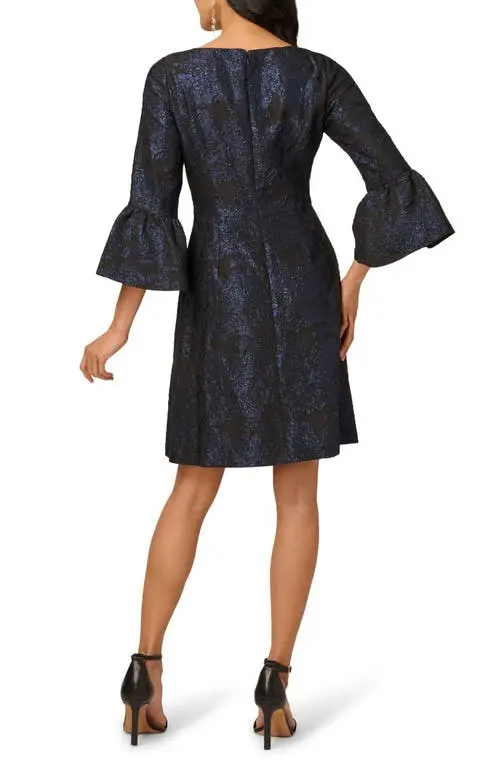 Adrianna Papell Ruffle Metallic Jacquard Cocktail Dress