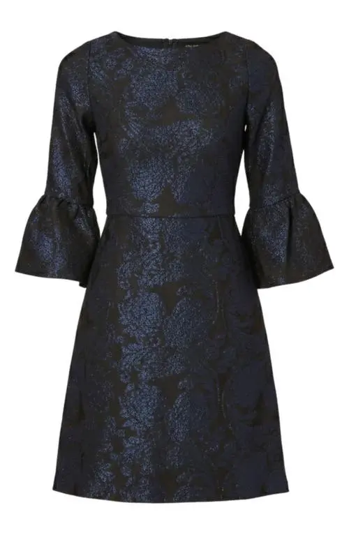 Adrianna Papell Ruffle Metallic Jacquard Cocktail Dress