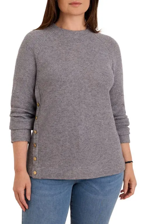 NIC+ZOE Side Button Waffle Knit Top - Slate
