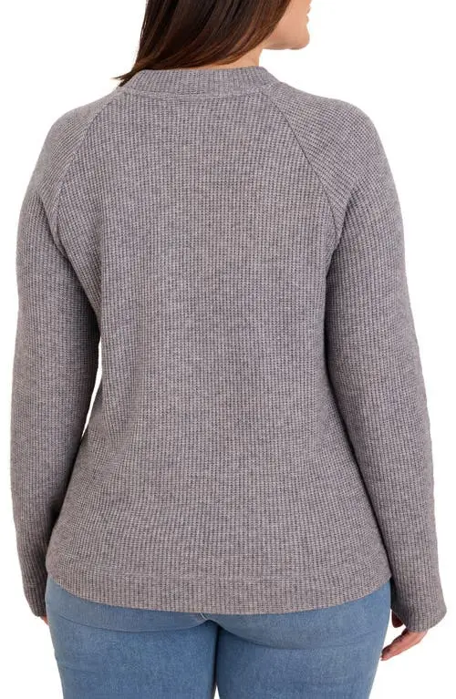 NIC+ZOE Side Button Waffle Knit Top - Slate
