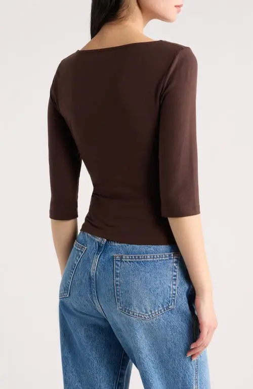 REFORMATION Aylani Surplice Neck Knit Top - Mole