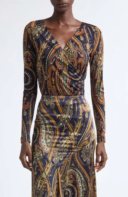 Etro Paisley Wrap Top - Printed Blue Base