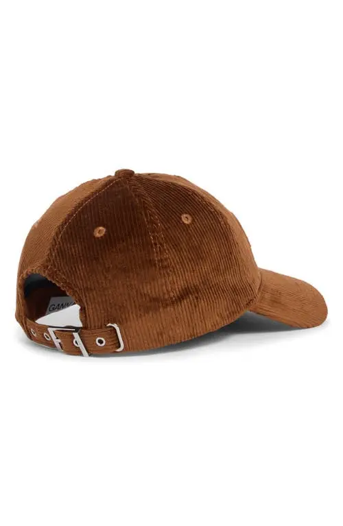 GANNI Logo Embroidered Cotton Corduroy Adjustable Baseball Cap