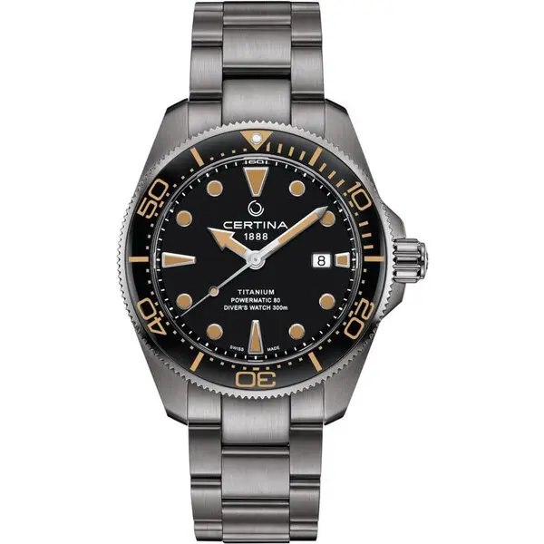 CERTINA Ds Action Diver Powermatic 80 Automatic Bracelet Watch - Titanium/dark Grey