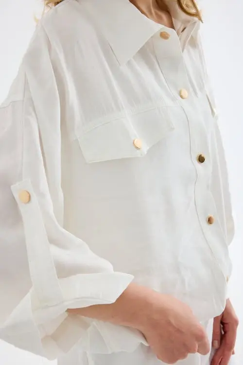 MONLICIA Aurelia Gold Button Relaxed Bomber Jacket